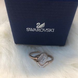 Swarovski | Jewelry | Swarovski Gold Ring Sq Set | Poshmark